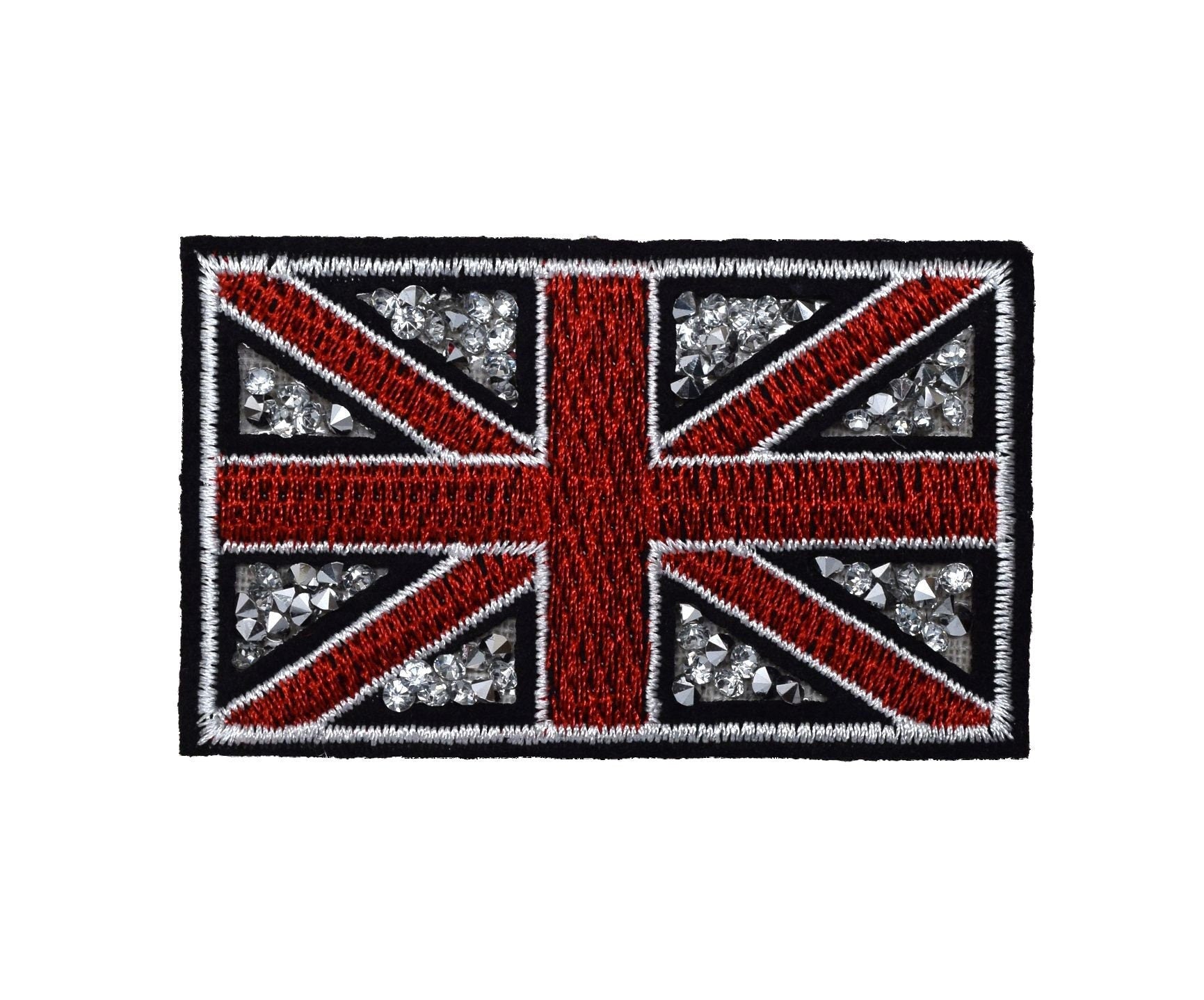 Union Jack Flag - British - Crushed Crystals - Iron on Patch – Peach ...